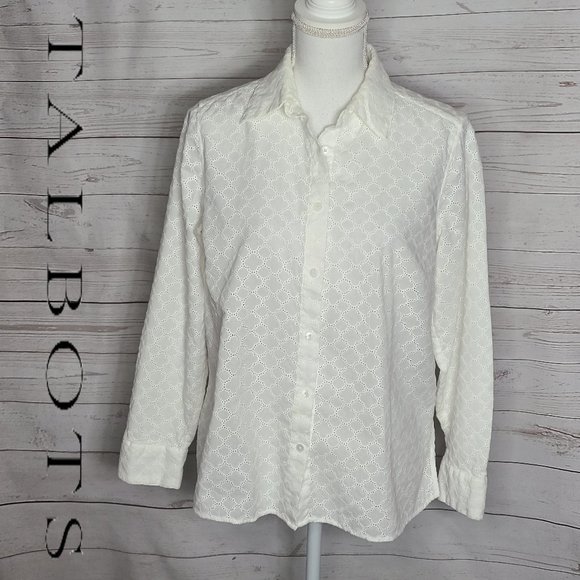 Talbots | Tops | Talbots White Embroidered Botton Down Long Sleeve ...